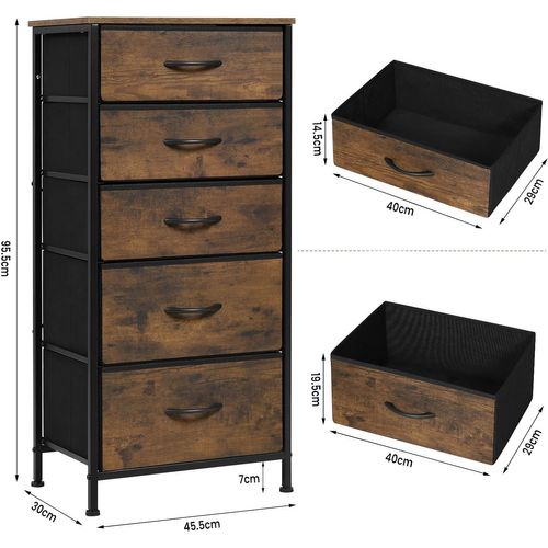 Commode Avec 5 Tiroirs En Tissu, Meuble De Rangement En Mdf, Cadre En ...