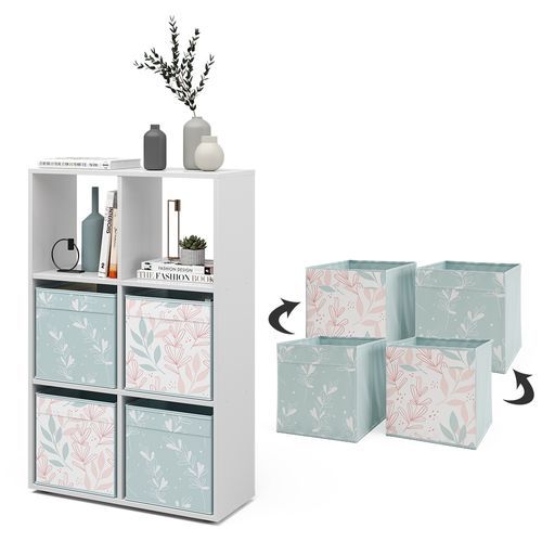 Meuble De Rangement Cube , Blanc, 72x107.8cm Avec 4 Boxes Pliants ...