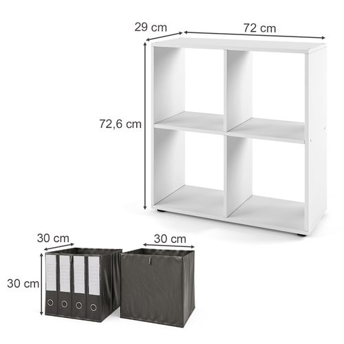 Meuble De Rangement Cube Tetra, Blanc, 72.6x72cm Avec 2 Boxes Pliants ...