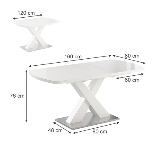 Table De Salle à Manger Chinto, Blanc, 120x80cm Extensible - Table BUT