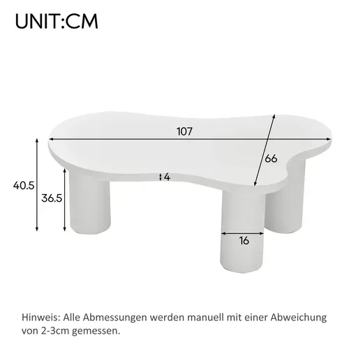 Table Basse 107x66x40,5 Cm En Forme De Nuage, Design Moderne, En Mdf Et ...
