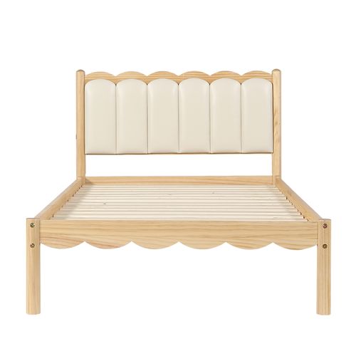 Lit Enfant 90x200cm, Tête De Lit Pu Rembourrée, Design Ondulé, Sommier ...