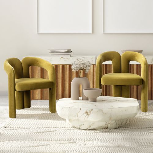 Lot De 2 Chaises De Salle à Manger Velours Vert Olive Avec Accoudoirs ...