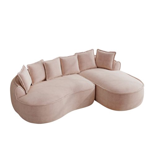 Canapé D’angle Modulable 252x164x67 Cm 3 Places En Chenille Rose Avec ...