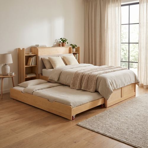 Lit Gigogne 90×200 Cm, USB, Prise Eu, étagères, Rangement Caché, Tissu ...