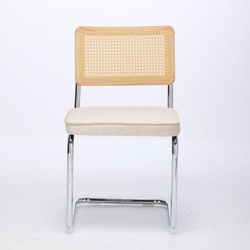 Lot De 2 Chaises Cantilever 59x47x81 Cm, Dossier En Rotin, Velours ...