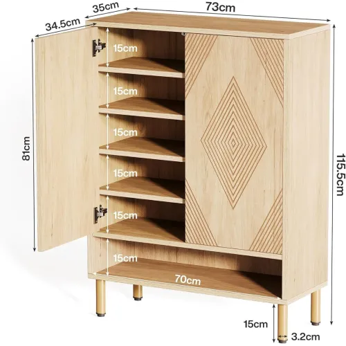 Meuble à Chaussures En Bois Avec 6 Niveaux, étagères Réglables ...