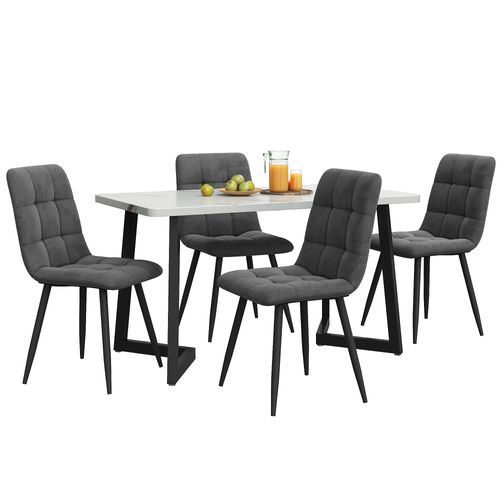 Ensemble Table à Manger Gris 117 Cm Avec 4 Chaises Pour Cuisine Et ...