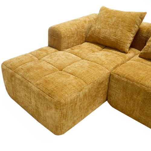 Canapé Compressé D'angle Jaune 250 X 158 Cm Avec Méridienne Pour Salon ...