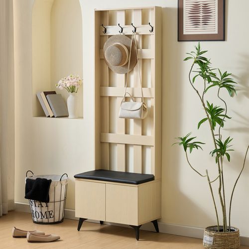 Garde-robe Moderne Avec Banc Et Crochets, Pieds En Acier Noir, Design ...