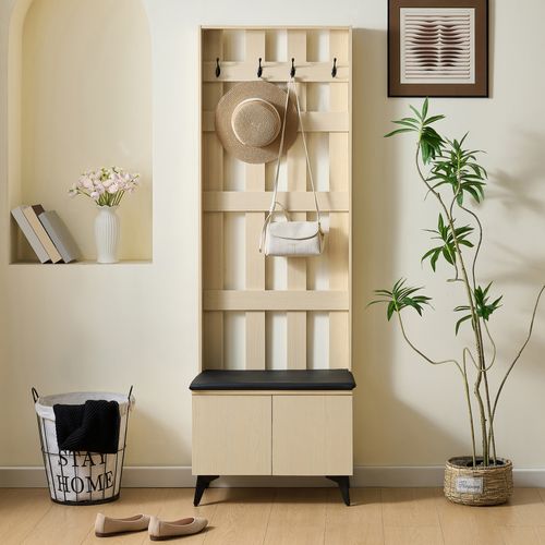 Garde-robe Moderne Avec Banc Et Crochets, Pieds En Acier Noir, Design ...