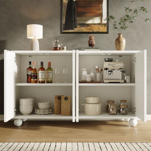 Buffet 120x35x71 Cm Rangement étagère Réglable Mdf Et Métal Blanc ...