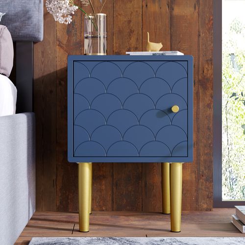 Lot De 2 Tables De Chevet Rangement Motif écailles, Pieds Métal ...