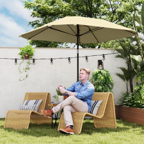 Parasol De Jardin Inclinable Avec Manivelle Et Aération, Beige, 2,33 X ...