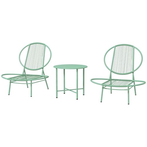 Ensemble Table Et Chaise De Jardin Avec 1 Table Et 2 Chaises, Acier ...