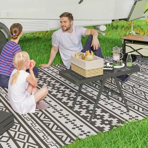 Table De Jardin Pliante Réglable En Hauteur, Grille Métal, Noir, 90 X ...