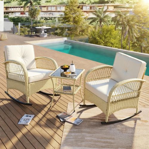 Ensemble Détente Extérieur Avec 2 Fauteuils à Bascule Et 1 Table ...