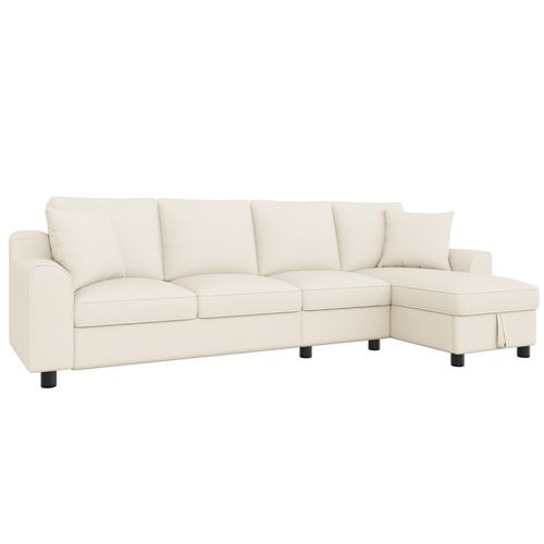 Canapé D'angle 4 Places - Chaiselongue Coffre Et Porte-gobelets ...