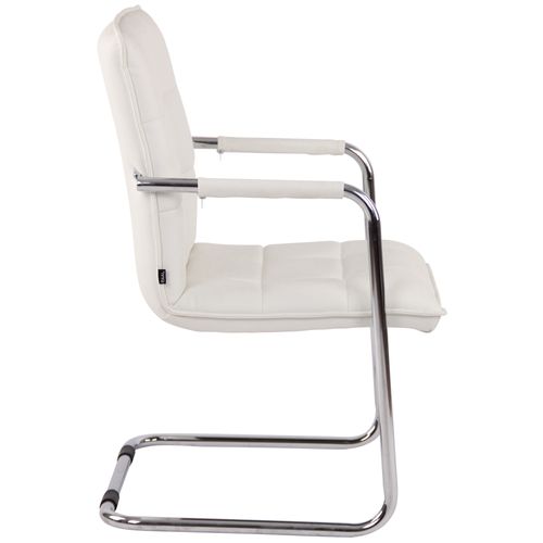 Chaise Cantilever Gandia En Similicuir Blanc /chrome - Chaise ...