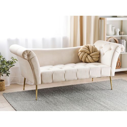 Méridienne En Velours Beige Crème Nantilly - Canapé BUT