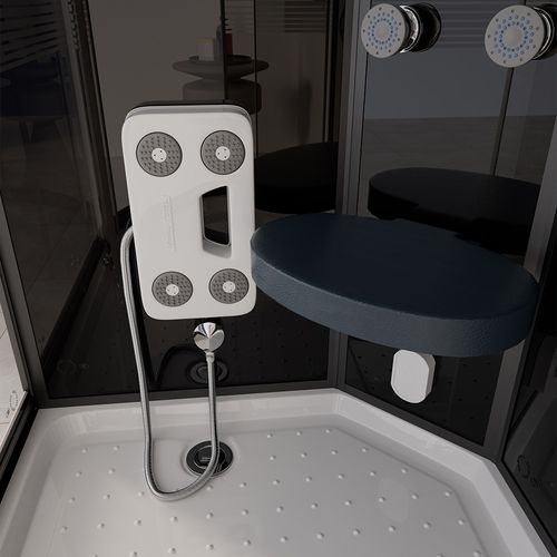 Douche Vapeur Avec Cascade Et Sauna Vapeur Black Pearl - 120 X 80 Cm à ...