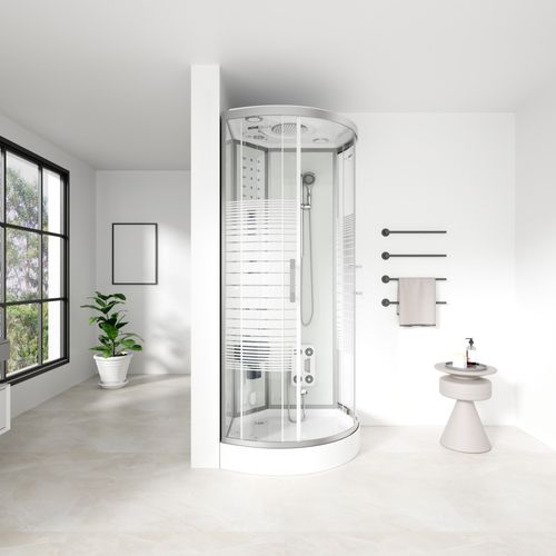 Douche à Vapeur Avec Cascade Et Sauna à Vapeur White Pearl - 90 X 90 Cm ...