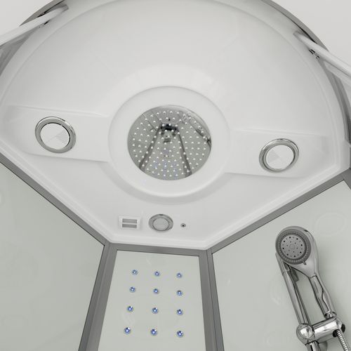 Douche Vapeur Avec Cascade Et Sauna Vapeur White Pearl - 90 X 90 Cm ...