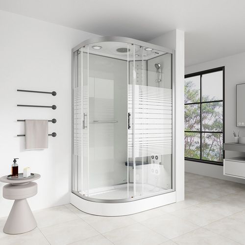 Douche Vapeur Avec Cascade Et Sauna Vapeur White Pearl - 120 X 80 Cm ...