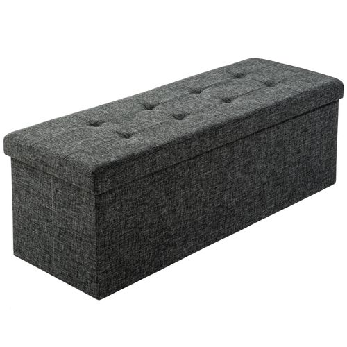Tabouret Avec Espace De Rangement En Polyester Gris Foncé - Meuble d ...