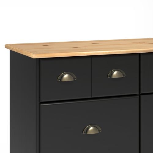 Range-tout 9 tiroirs STANFORD noir et pin - Buffet BUT