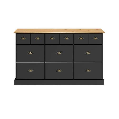 Range-tout 9 tiroirs STANFORD noir et pin - Buffet BUT
