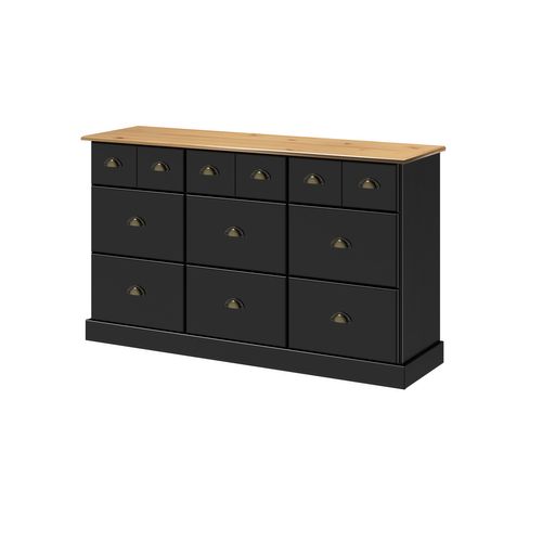 Range-tout 9 tiroirs STANFORD noir et pin - Buffet BUT