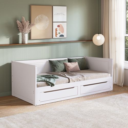 Lit extensible 2X80x190 cm VIKY blanc - Lit évolutif BUT