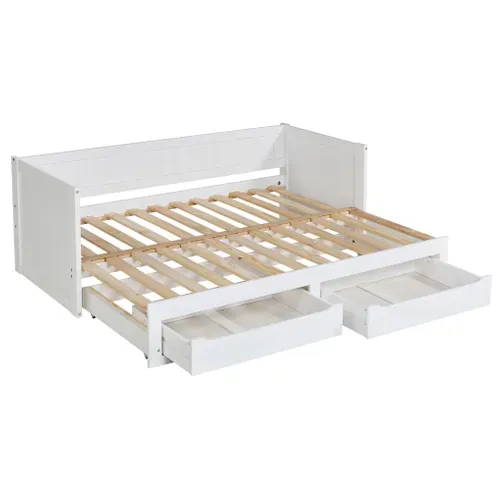 Lit extensible 2X80x190 cm VIKY blanc - Lit évolutif BUT