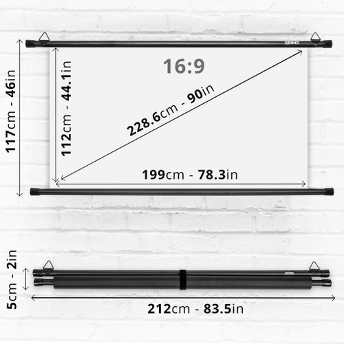 Bps90 16/9 Ecran De Projection TV Et Home Cinema De 90 Pouces 229 Cm ...