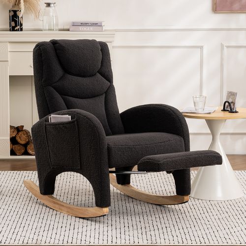 Fauteuil à Bascule Rocking Chair Avec Repose-pieds Extensible Gris ...