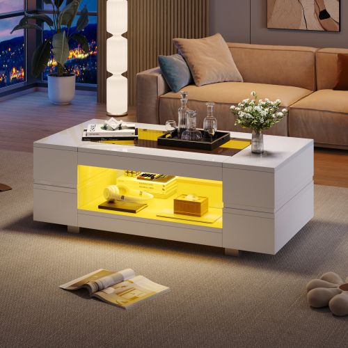 Table Basse LED Avec Contrôle-table Design Creuse à Double Couche ...