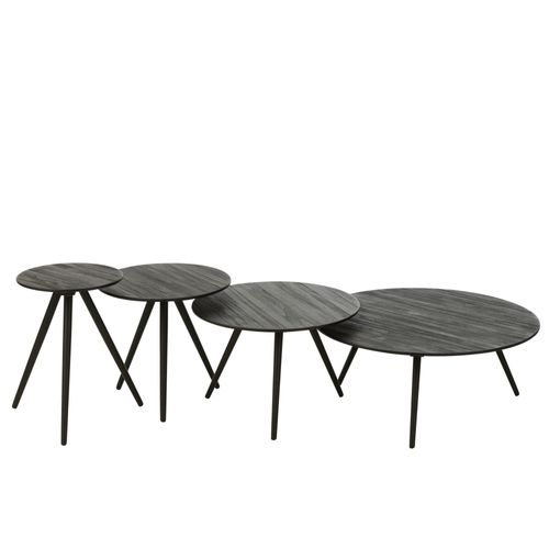 Tables Basses Gigognes Rondes En Teck Recyclé Et Métal (set De 4 ...