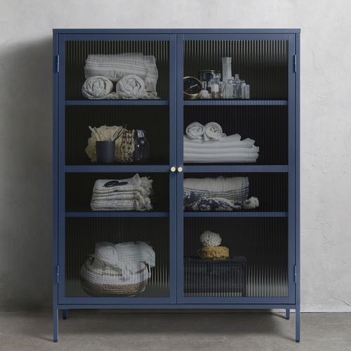 Vaisselier 2 Portes En Verre Strié Et Métal H140cm - Vaisselier et ...