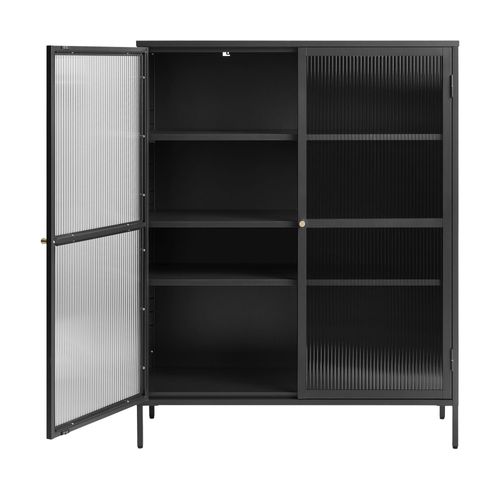 Vaisselier 2 Portes En Verre Strié Et Métal H140cm - Vaisselier et ...