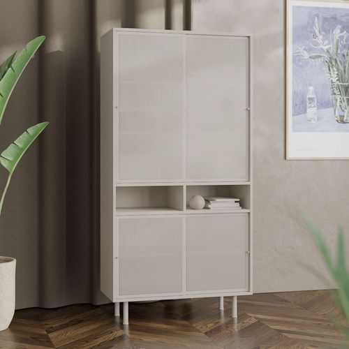 Vaisselier 4 Portes, 2 Niches En Métal H180cm - Vaisselier et vitrine BUT
