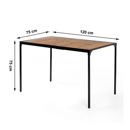 Table De Salle à Manger Rectangulaire Effet Bois Pieds Noirs 120x75cm ...