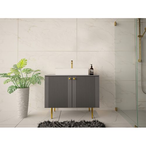 Meuble Sous-Vasque Merced P101 En MDF, 90x46x74 Cm, Gris - Meuble sous ...