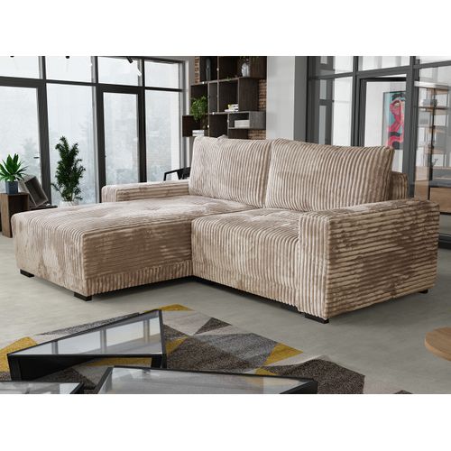 Canapé D'angle Columbus 204, Brun Clair, Fonction De Couchage, 237x180x90cm, 130, 190 - Canapé BUT