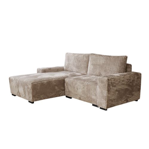 Canapé D'angle Columbus 204, Brun Clair, Fonction De Couchage, 237x180x90cm, 130, 190 - Canapé BUT