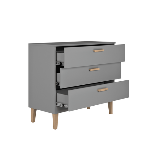 Commode 3 Tiroirs Kubi - Gris - Commode - table à langer BUT