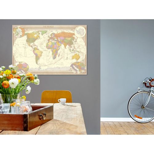 Tableau Imprimé "cream World Map" 60 X 90 Cm - Tableau - Toile BUT