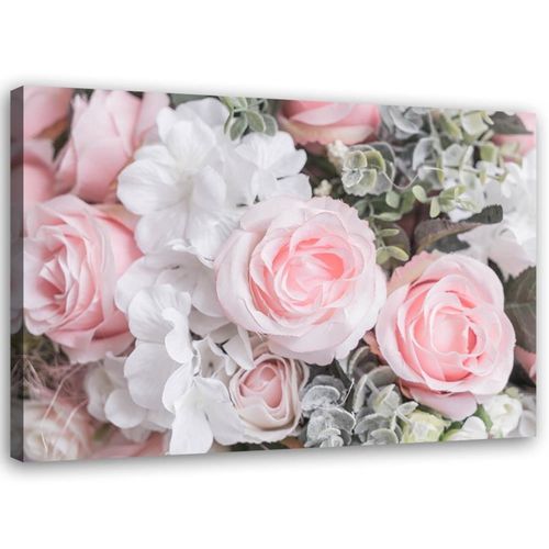 Tableau Fleurs Blanches Et Roses 120 X 80 Cm Rose - Tableau - Toile BUT