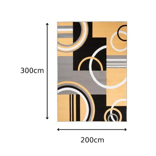 Tapis Salon Rectangle Jaune Noir Géométrique Maya 200x300 - Tapis salon ...