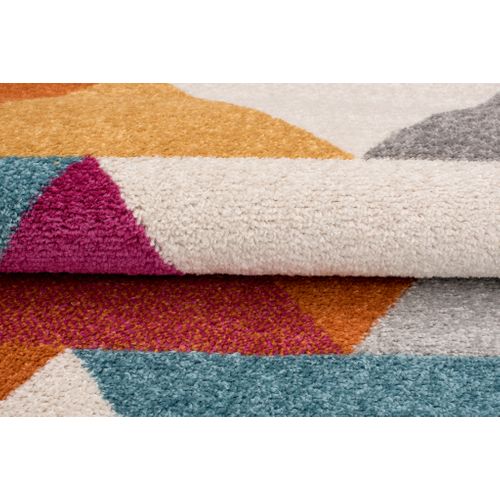 Tapis Salon Chambre Turquoise Gris Crème Rose Triangles 120 X 170 Cm ...